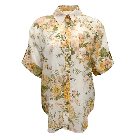 Zimmermann | Tops | Zimmermann Yellow Floral Cotton Button Up Blouse ...